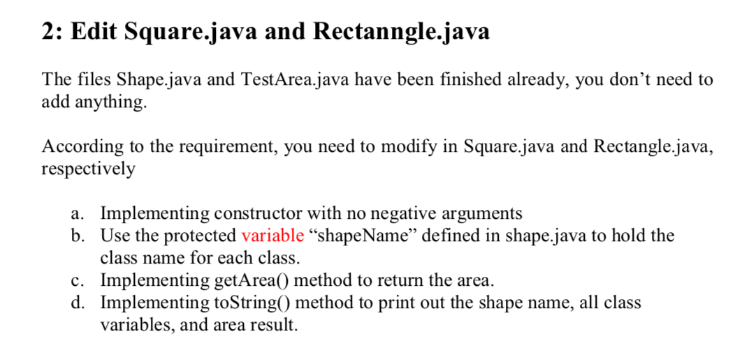 Solved Description of the Problem: shape Rectangle Square | Chegg.com