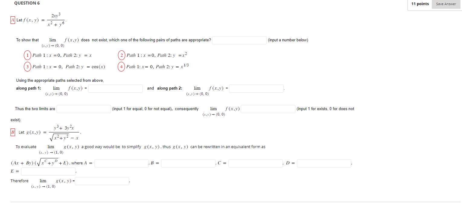 Solved QUESTION 6 A Let f(x,y)=x2+y62xy3 To show that | Chegg.com
