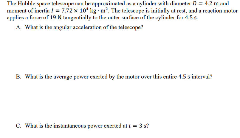 Solved The Hubble space telescope can be approximated as a | Chegg.com