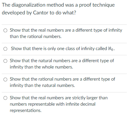 Solved The diagonalization method was a proof technique | Chegg.com