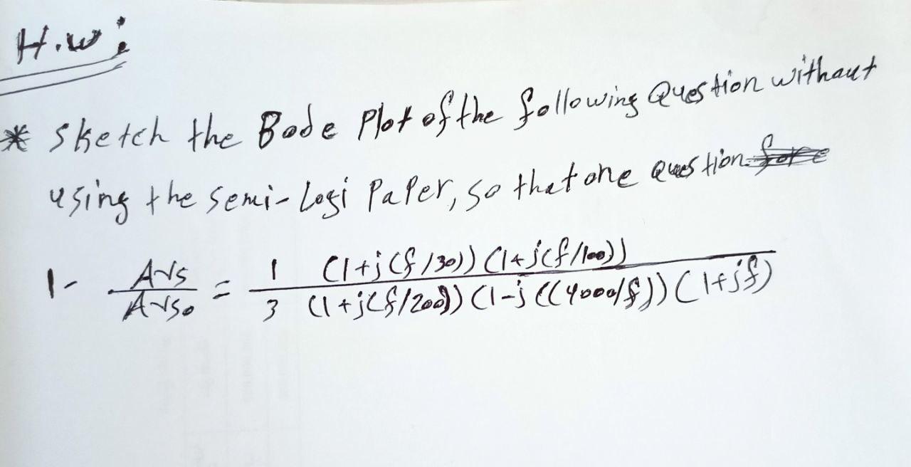 Solved How * Sketch the Bode Plot of the following Question | Chegg.com