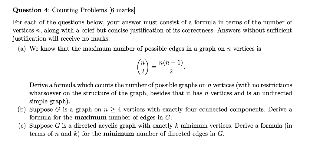 Solved Question 4: Counting Problems [6 marks] For each of | Chegg.com
