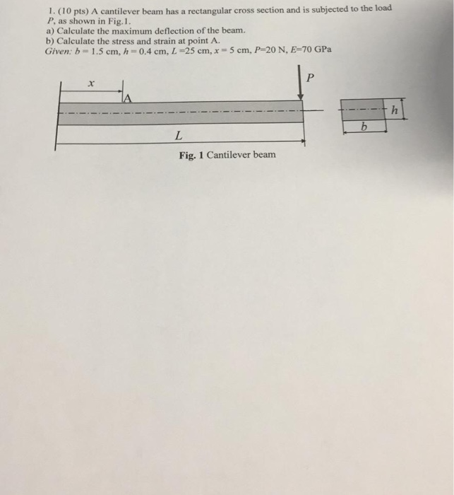 Solved 1. (10 pts) A cantilever beam has a rectangular cross | Chegg.com