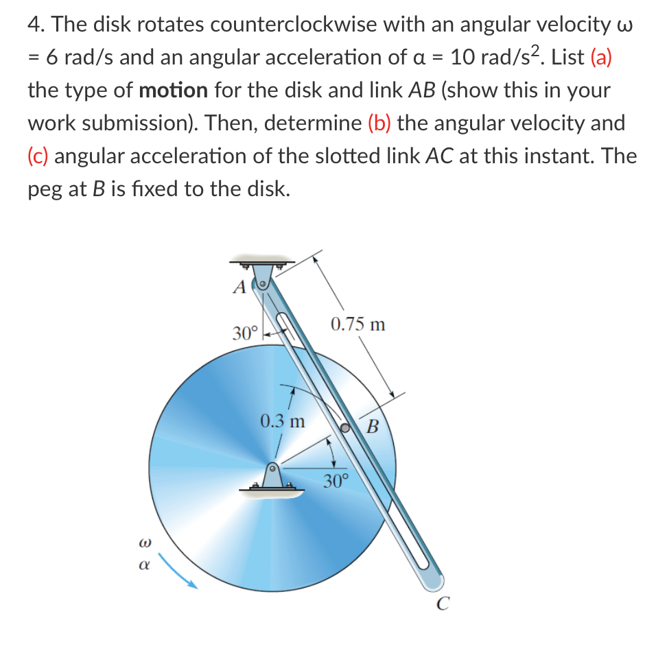 Solved 4. The disk rotates counterclockwise with an angular | Chegg.com