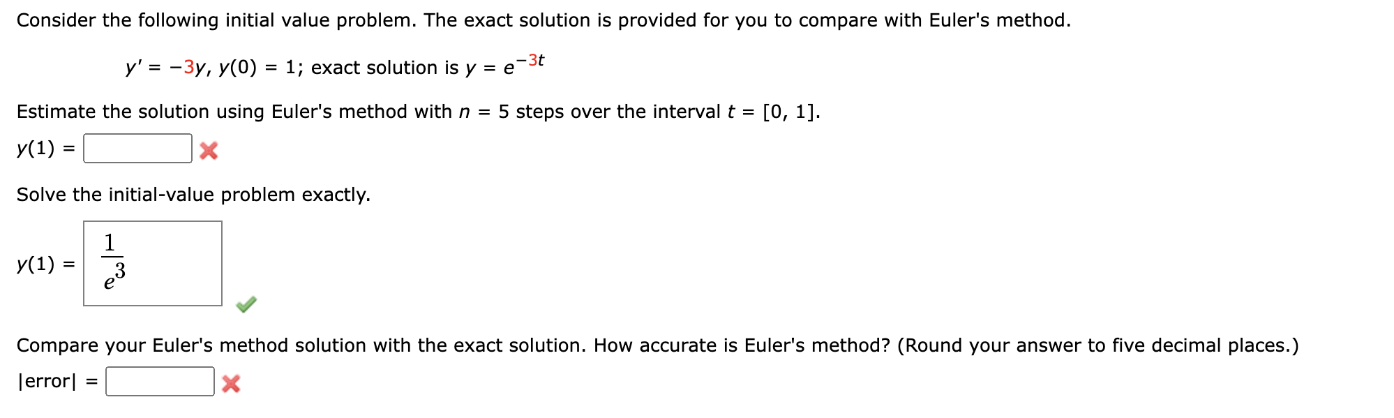 Solved Consider the following initial value problem. The | Chegg.com