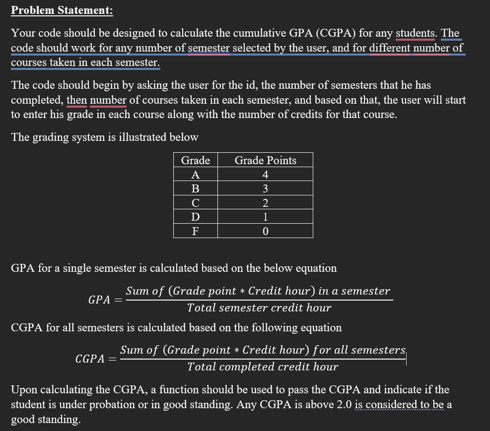 Solved Problem Statement: Your code should be designed to | Chegg.com
