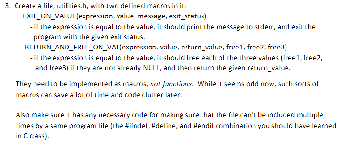 Solved 3. Create a file, utilities.h, with two defined | Chegg.com