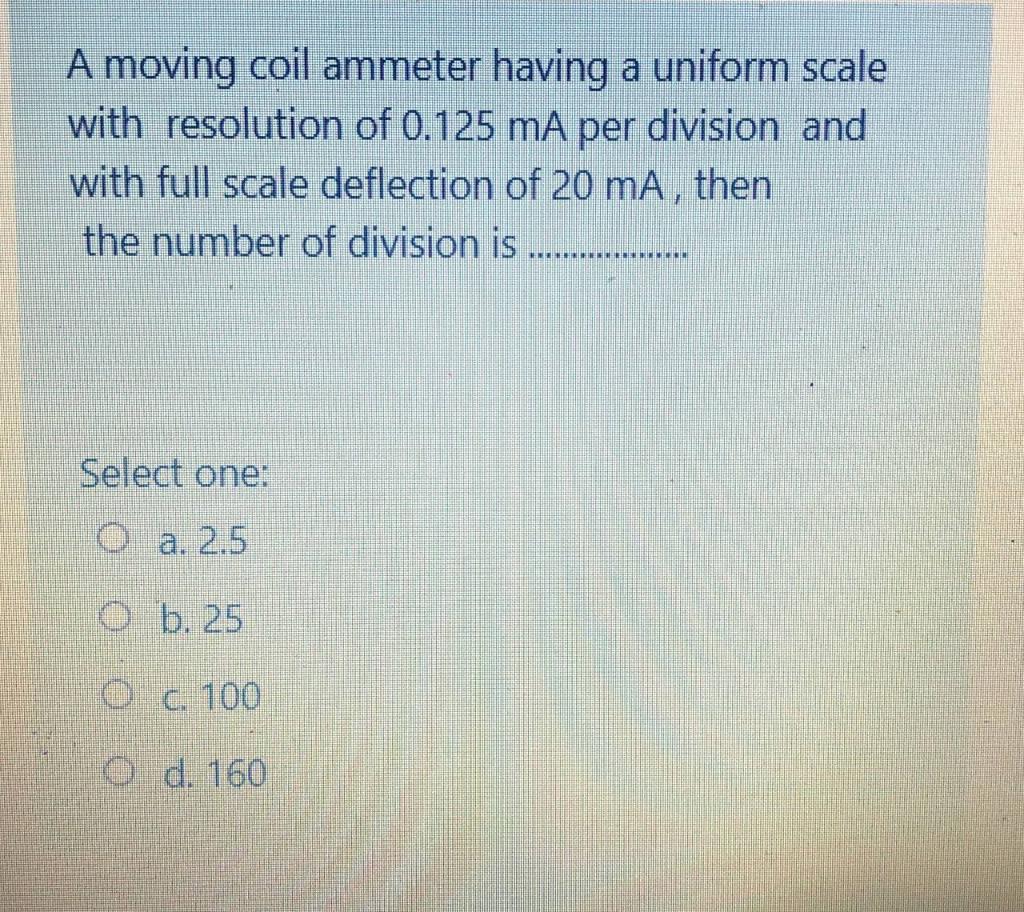 Solved A moving coil ammeter having a uniform scale with | Chegg.com