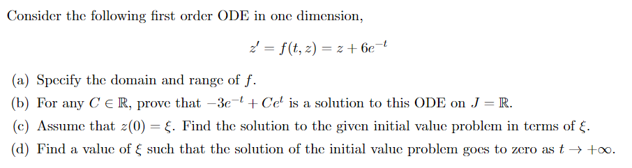 Solved Consider the following first order ODE in one | Chegg.com