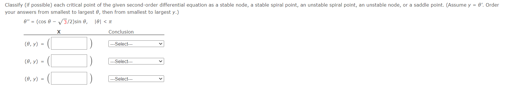 Solved Classify (if possible) each critical point of the | Chegg.com
