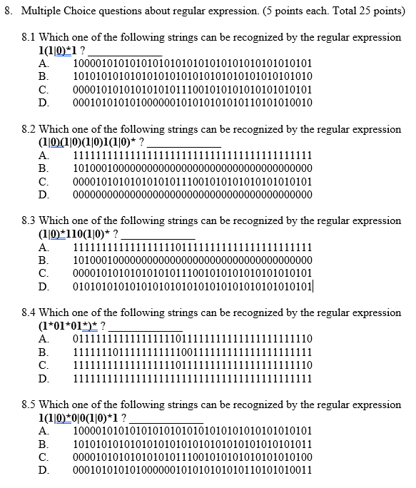 Solved Multiple Choice Questions About Regular Expression 5862
