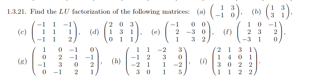 Solved 1 3 21 ﻿find The Lu ﻿factorization Of The Following