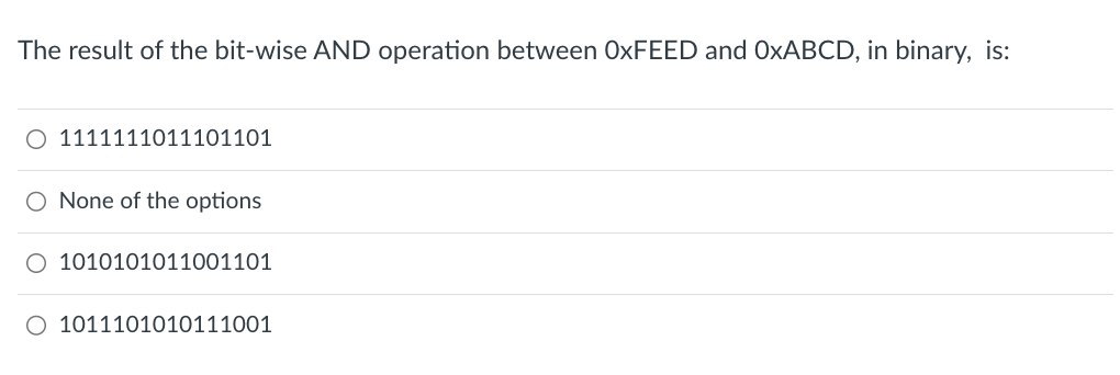 Solved The result of the bit-wise AND operation between | Chegg.com