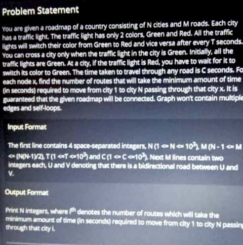 Solved Problem Statement You are given a roadmap of a | Chegg.com