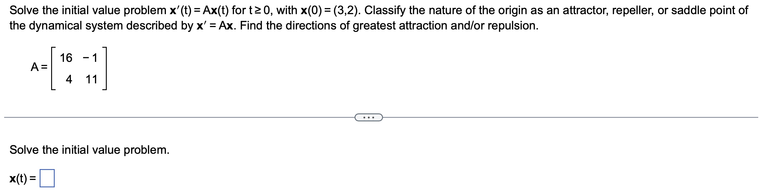 Solved Solve the initial value problem x′(t)=Ax(t) for t≥0, | Chegg.com