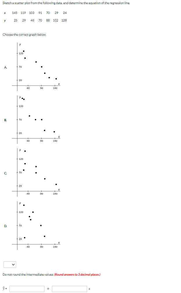 Solved Sketch a scatter plot from the following data, and | Chegg.com