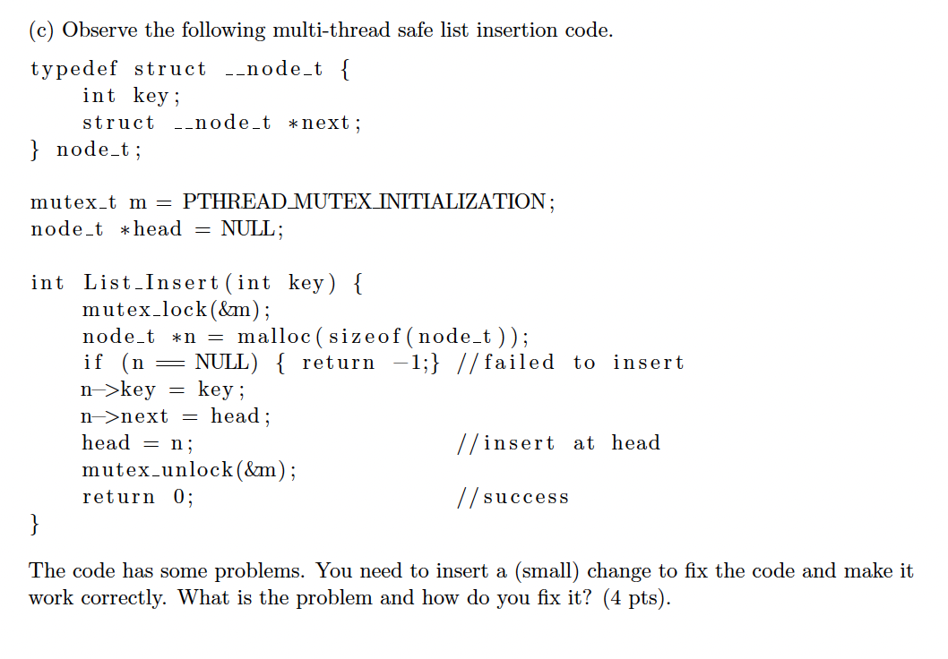 Solved 4. (18 points) Concurrency - Lock and Deadlock!!. (a) | Chegg.com