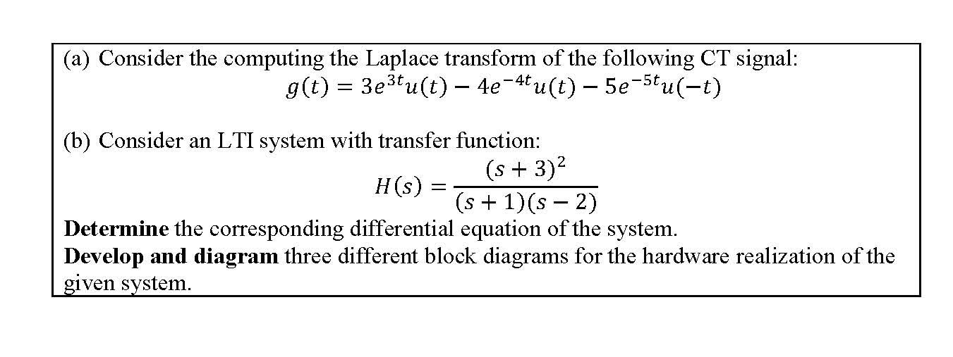 Solved (a) Consider the computing the Laplace transform of | Chegg.com