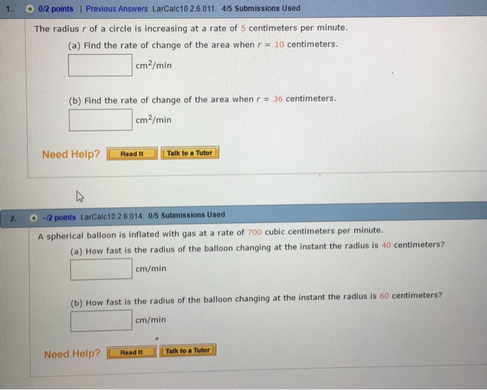 Solved The radius r of a circle is increasing at a rate of 5 | Chegg.com