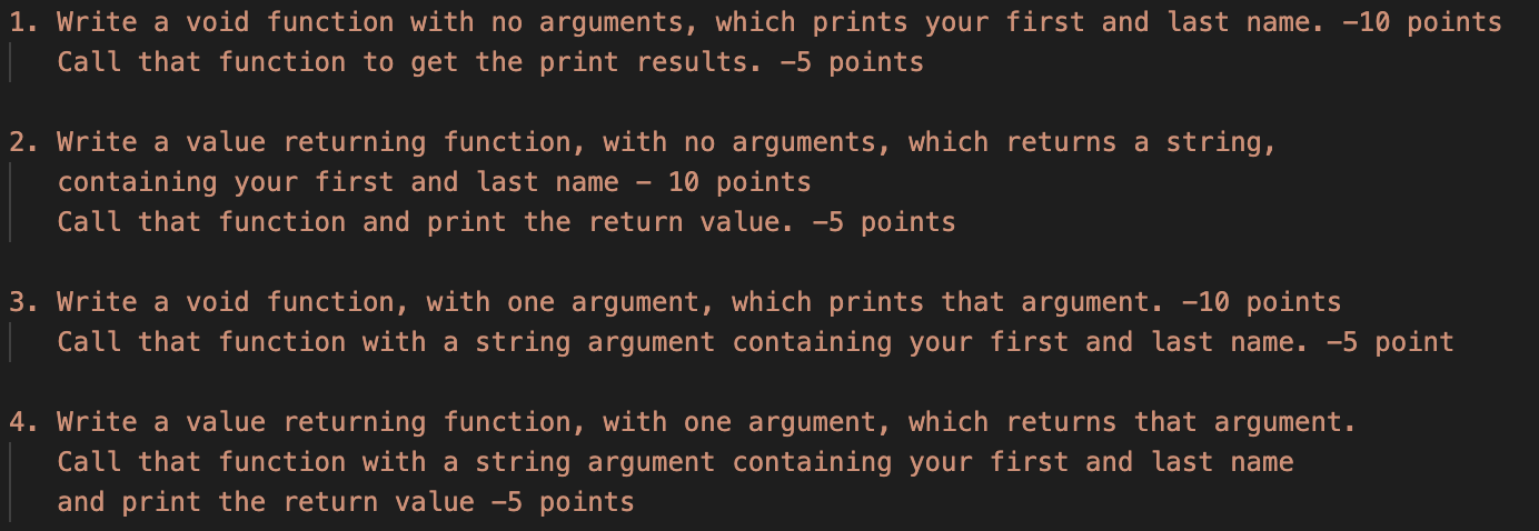 Solved 1. Write a void function with no arguments, which | Chegg.com