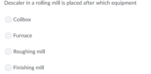 Solved Descaler in a rolling mill is placed after which | Chegg.com