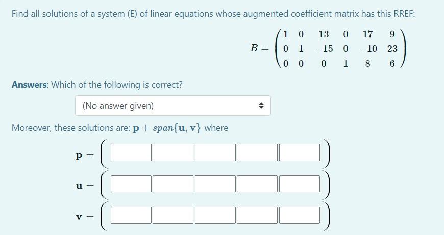 Solved Find all solutions of a system (E) of linear | Chegg.com