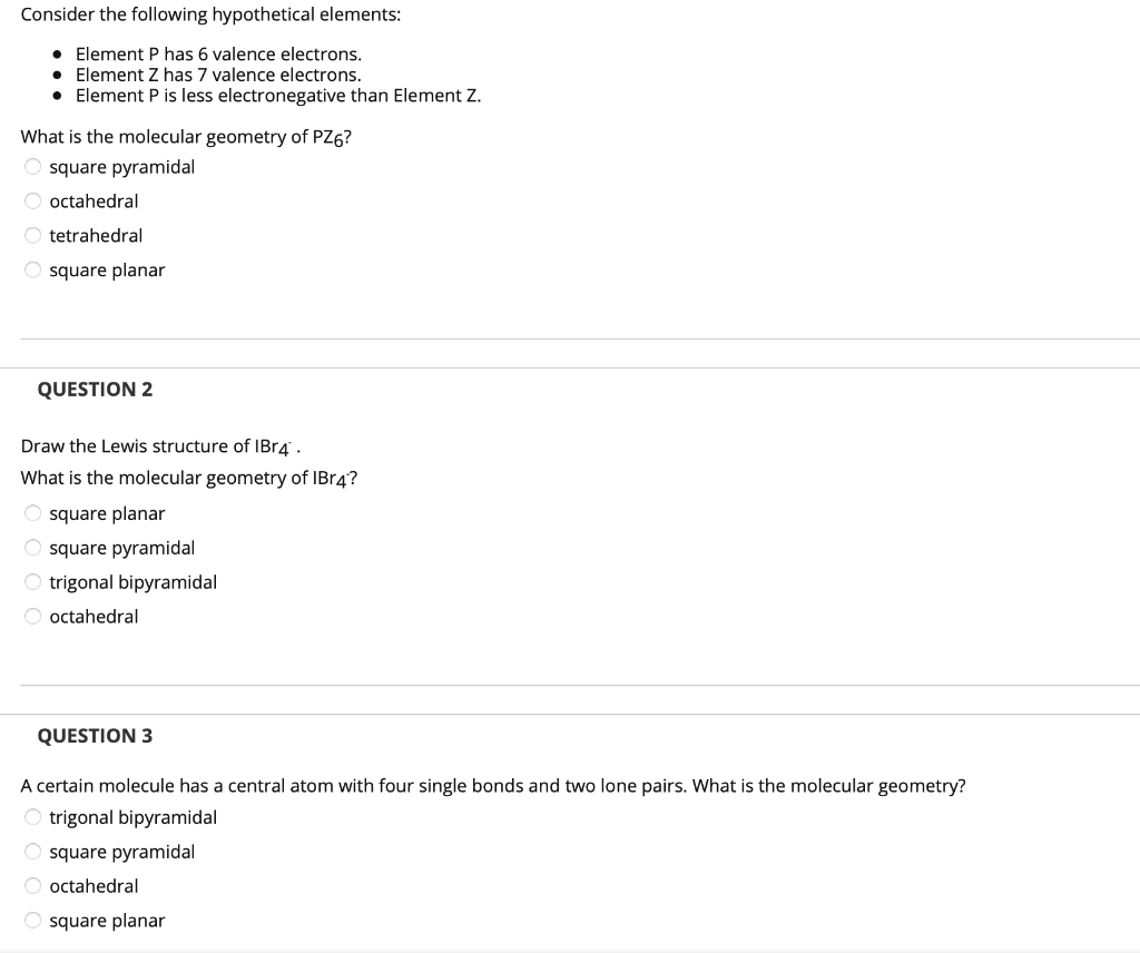 Solved Consider the following hypothetical elements: • | Chegg.com