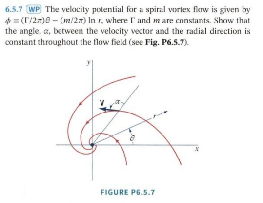 Solved 6.5.7 WP The velocity potential for a spiral vortex | Chegg.com