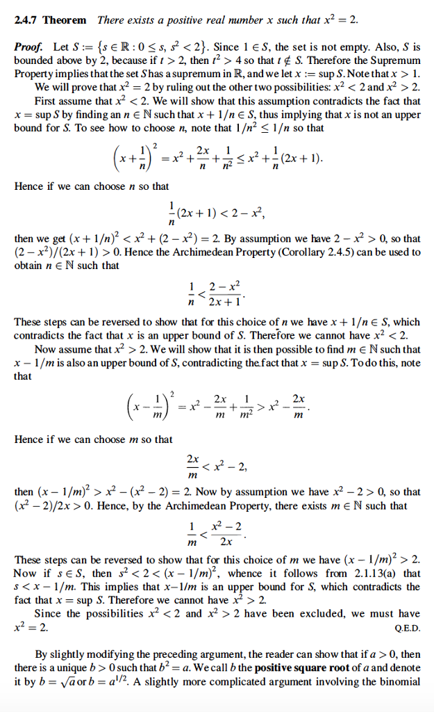 Solved 24.7 Theorem There exists a positive real umber x | Chegg.com | Chegg.com