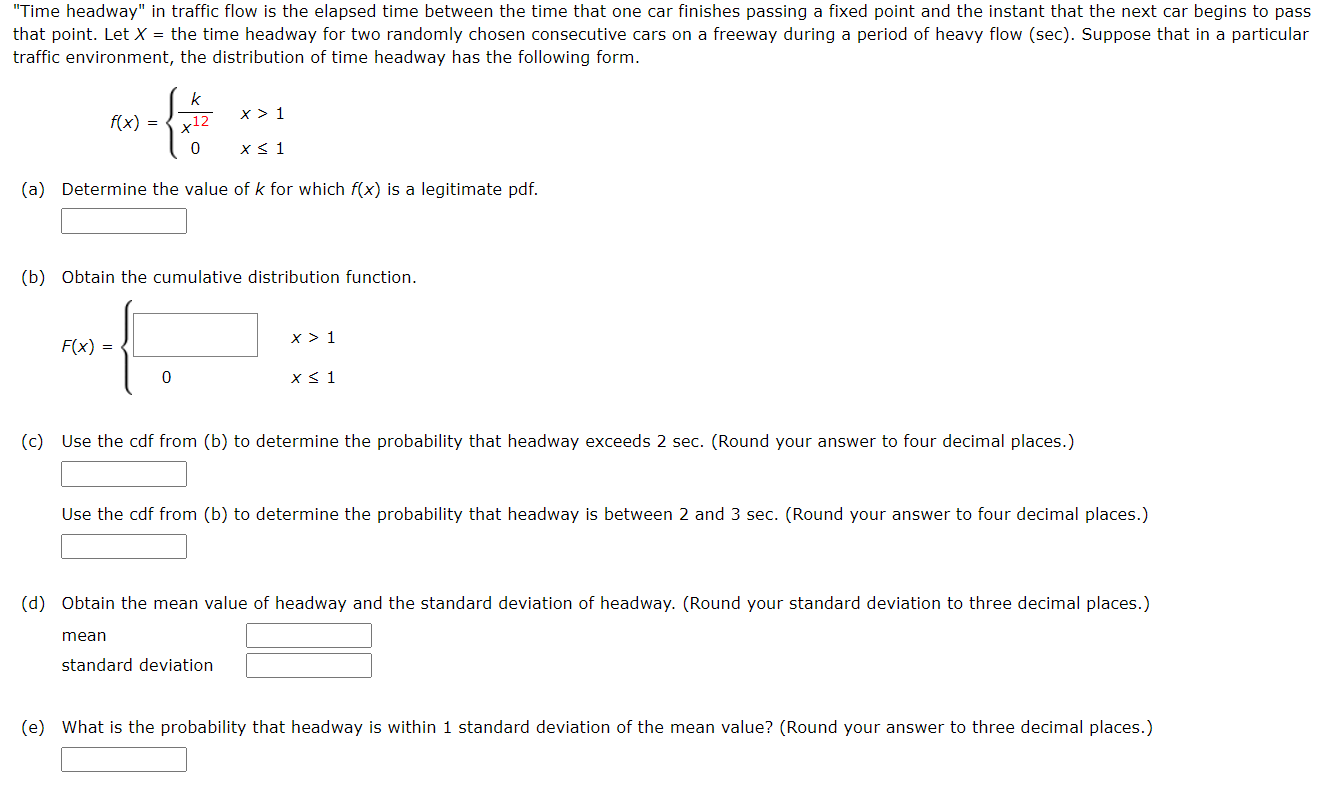 Solved "Time headway" in traffic flow is the elapsed time | Chegg.com