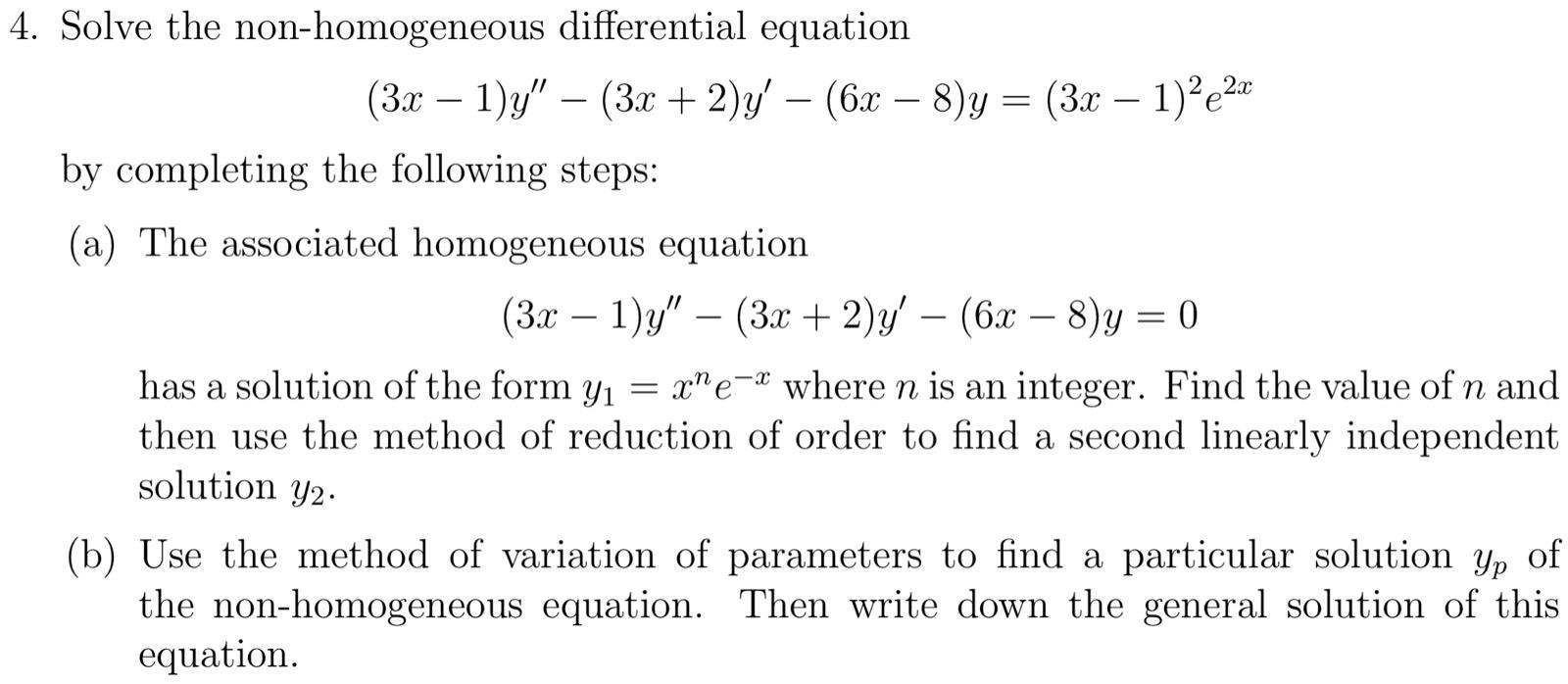 Solved 4. Solve the non-homogeneous differential equation | Chegg.com