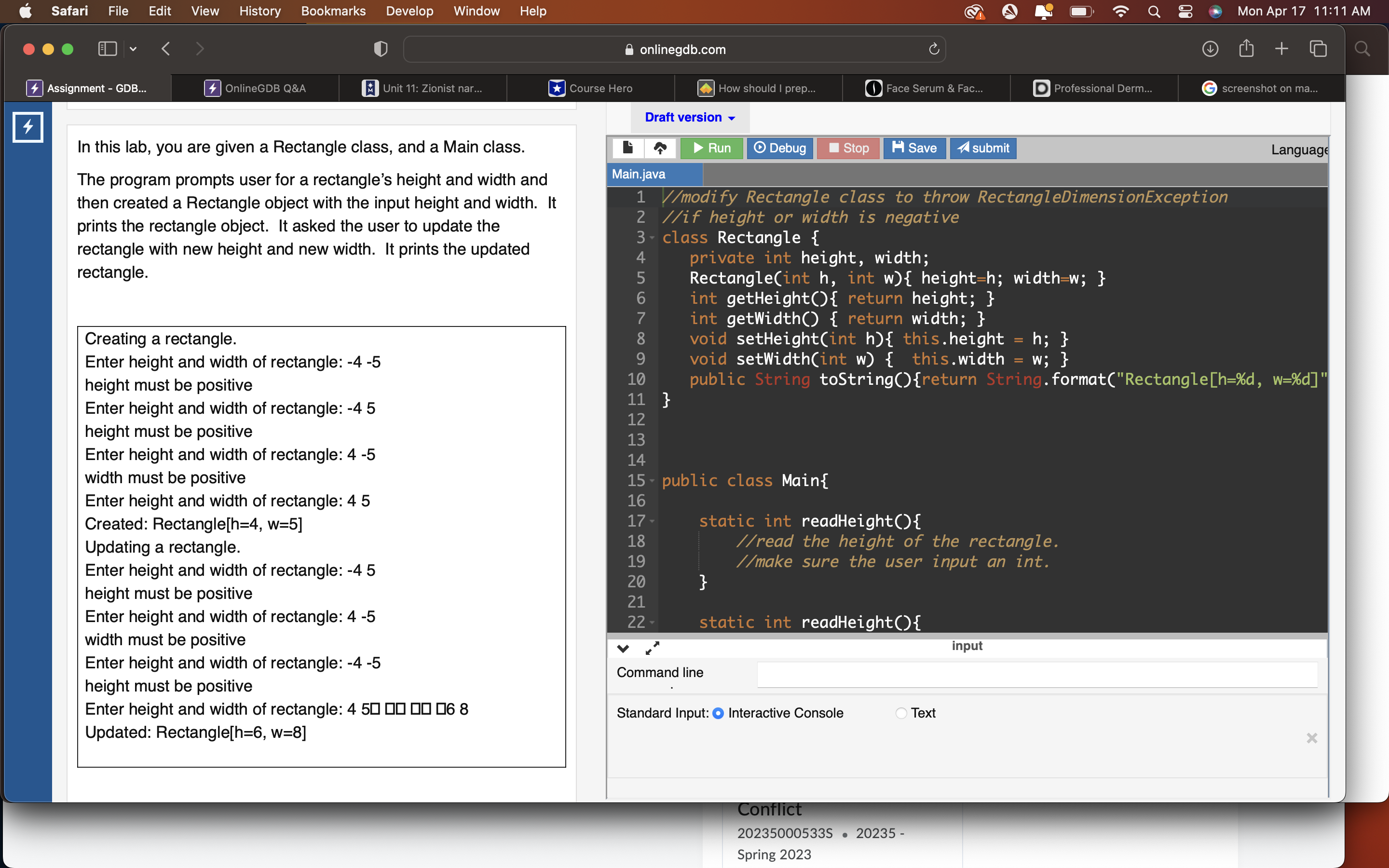 Solved In this lab, you are given a Rectangle class, and a | Chegg.com
