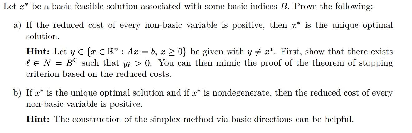 Solved Let x* be a basic feasible solution associated with | Chegg.com