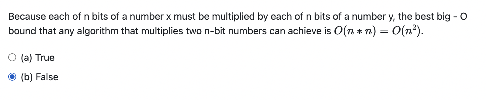 Solved Because each of n bits of a number x must be | Chegg.com