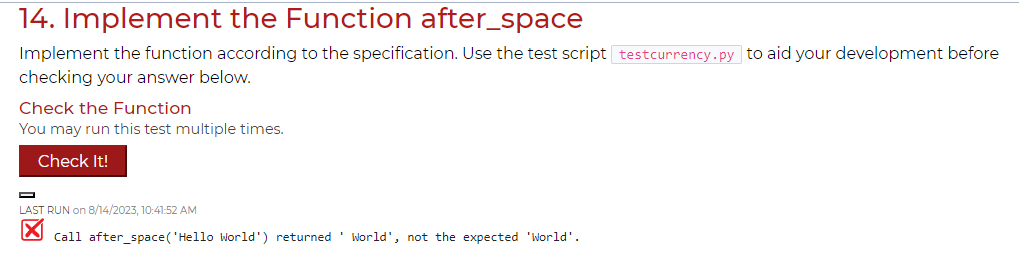 Solved \r\n14. Implement the Function after_space Implement | Chegg.com