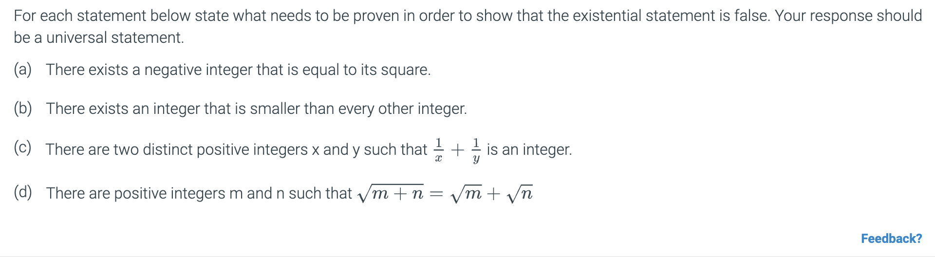 Solved For each statement below state what needs to be | Chegg.com