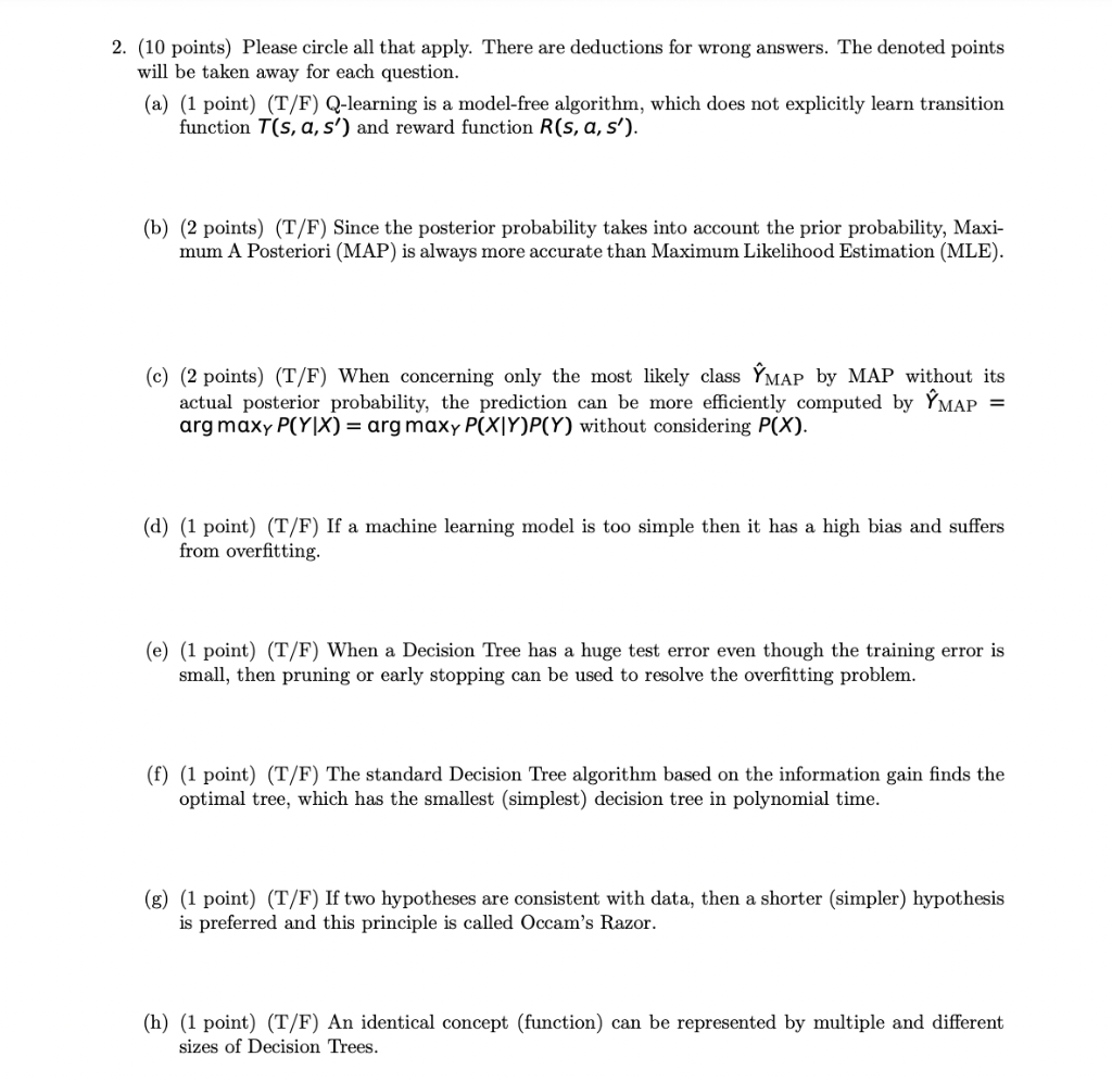 Solved Artificial Intelligence. Reply by true or false those | Chegg.com