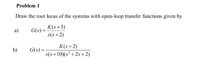 Solved Problem 1 Draw the root locus of the systems with | Chegg.com