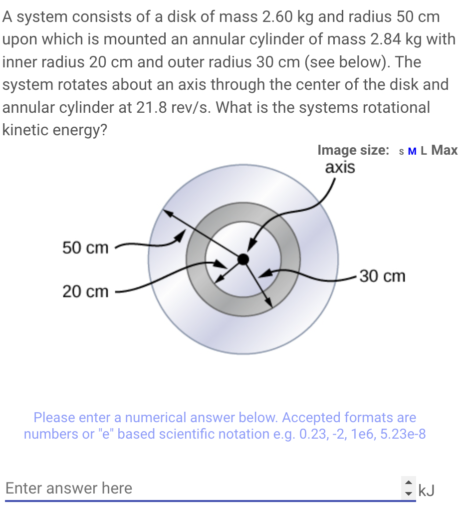 Solved A system consists of a disk of mass 2.60 kg and | Chegg.com