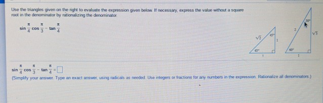 Solved Use the triangles given on the right to evaluate the | Chegg.com