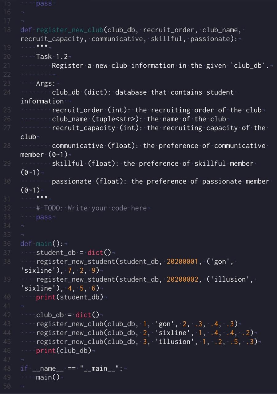 Solved Task1: Register student and club information | Chegg.com