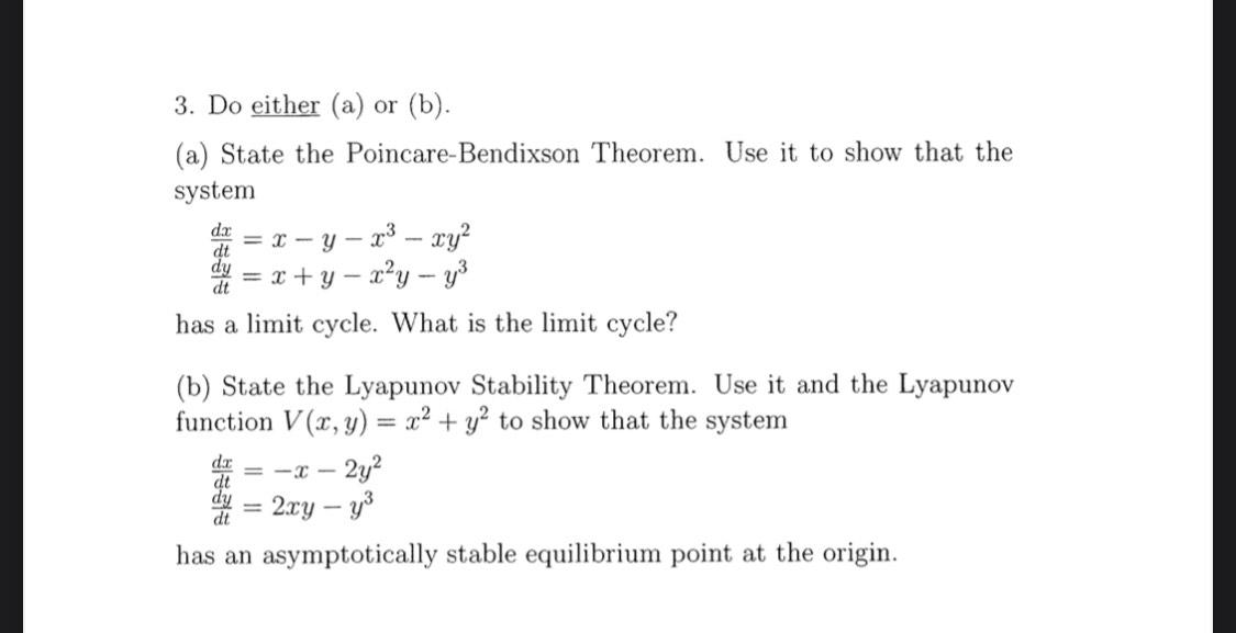3. Do either (a) or (b). (a) State the | Chegg.com