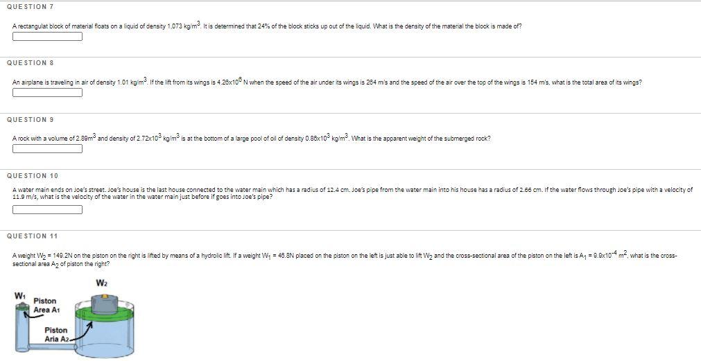 Solved QUESTION 7 A rectangulat block of material floats on | Chegg.com