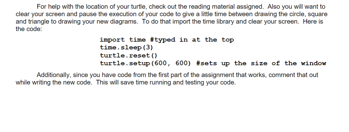 Solved Hello! I need help with the on your own turtle lab. I | Chegg.com