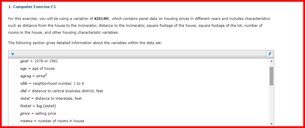 Solved 1. Computer Exercise C1 For this exercise, you will | Chegg.com