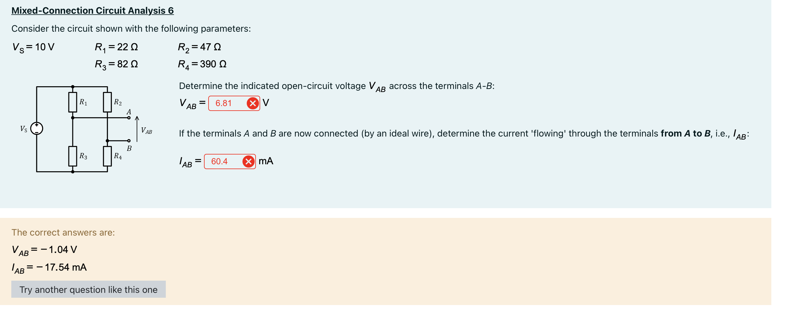 Solved Mixed-Connection Circuit Analysis 6 Consider the | Chegg.com