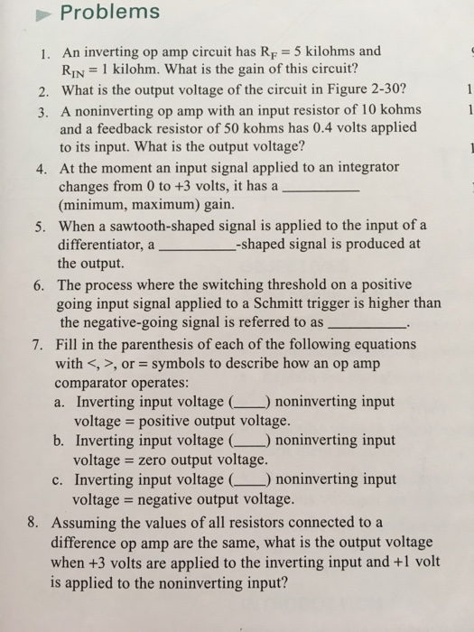 Solved Problems 1. An inverting op amp circuit has R 5 | Chegg.com
