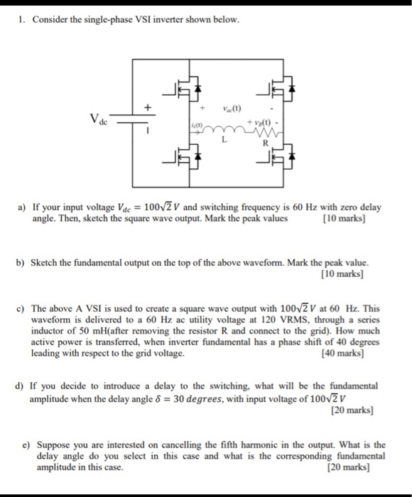 Solved 1. Consider the single-phase VSI inverter shown below | Chegg.com