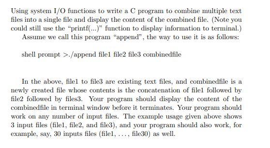 Solved Using system I/O functions to write a C program to | Chegg.com