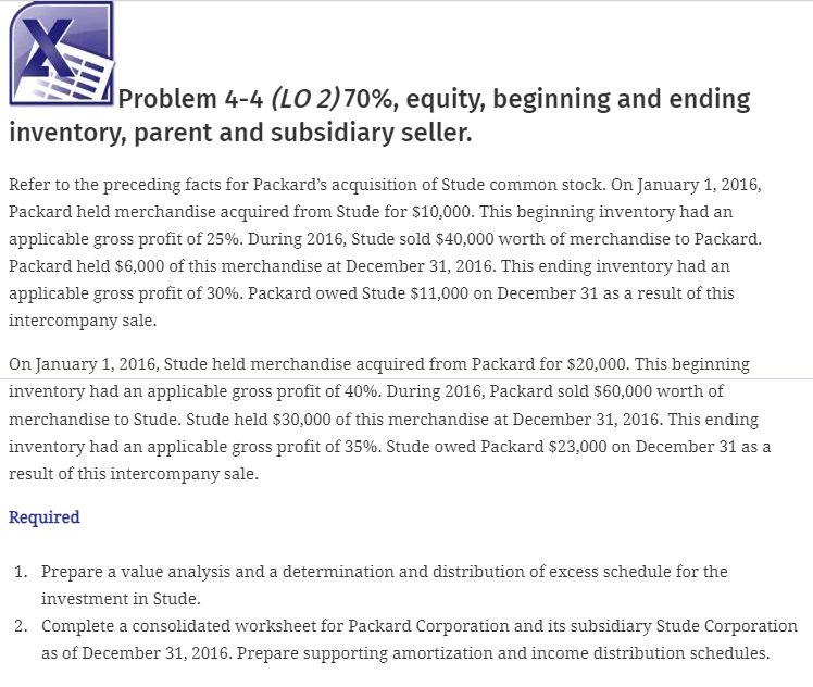 Solved inventory, parent and subsidiary seller.Refer to the | Chegg.com